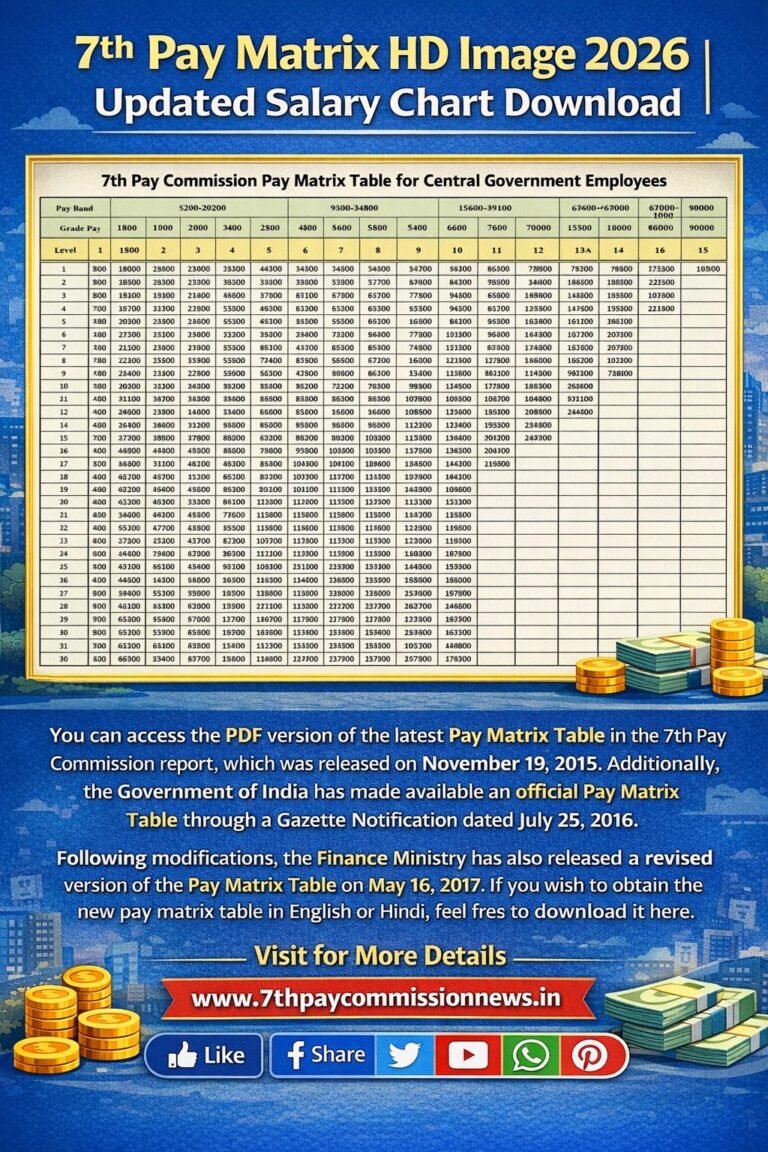 CG 7th Pay Matrix Table PDF Download | 7th CPC Pay Matrix Table Excel ...
